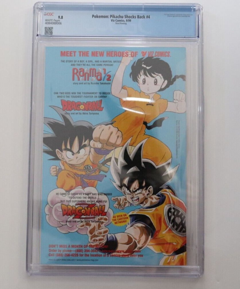 Pokemon Pikachu Shocks Back #4 CGC 9.8 White Pages Viz Comics 1999 3rd ...