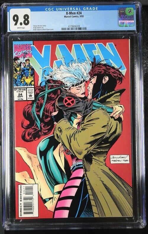 X-Men #24 CGC 9.8 Rogue Gambit Kiss Cover Andy Kubert White Pages ...