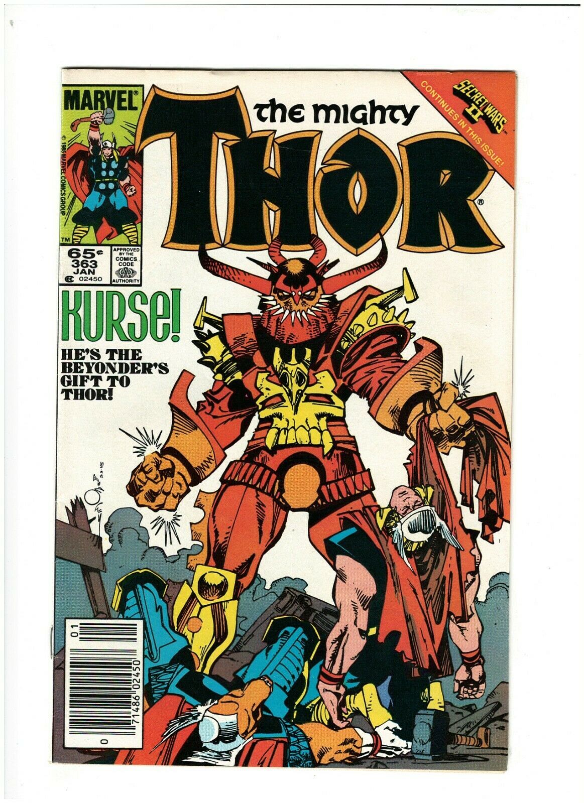 Thor #363 VF+ 8.5 Newsstand Marvel Comics 1986 Secret Wars II, Beta Ray ...