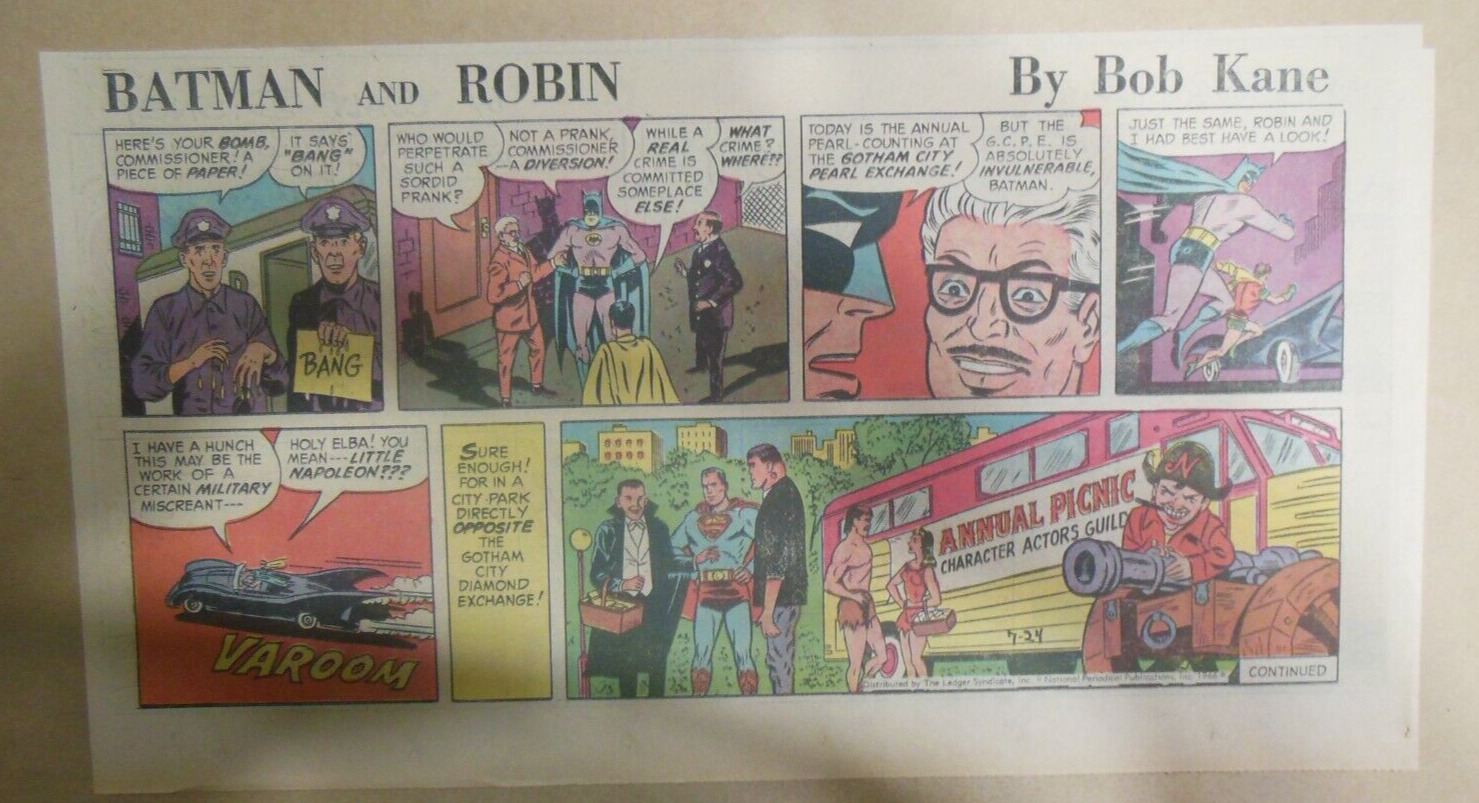 Batman Sunday by Bob Kane from 7/24/1966 Size: 7.5 x 15 inches Little ...
