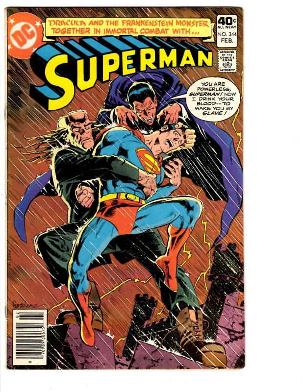 4 Superman DC Comic Books # 340 343 344 345 Dracula Frankenstein Lois ...