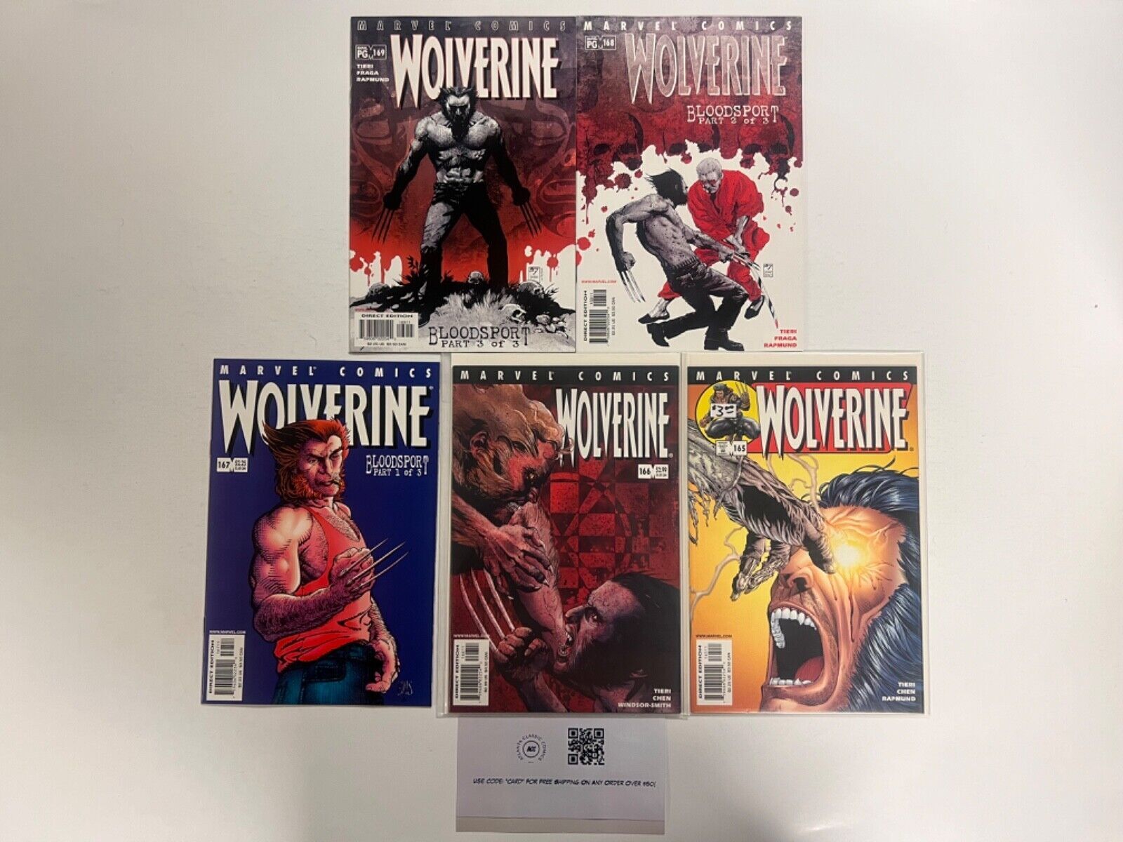 5 Wolverine Marvel Comic Books # 165 166 167 168 169 Avengers Spiderman ...