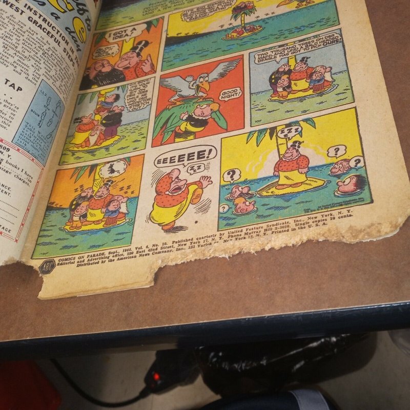 Comics On Parade #46 united 1944 Captain and the Kids Golden age strip ...