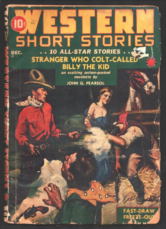 Western Short Stories 12/1941-Red Circle-Gunfight bondage cover art ...