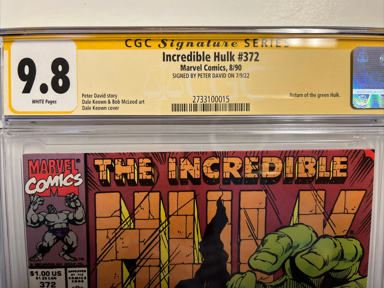 Incredible Hulk (1990) # 372 (CGC 9.8 SS WP) Signed Peter David ...