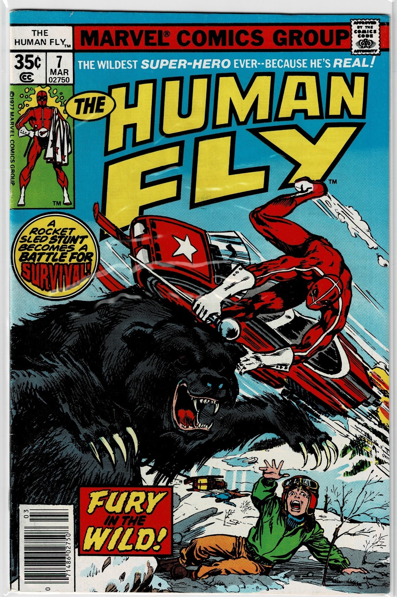The Human Fly #7, VF; Human Fly attacks a bear to save a child; who ...