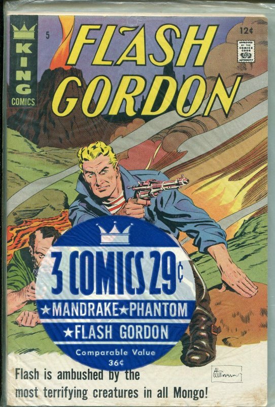 King Comics 3 Pack #1 1966-Flash Gordon #5-Phantom #22-Mandrake #5-VF ...