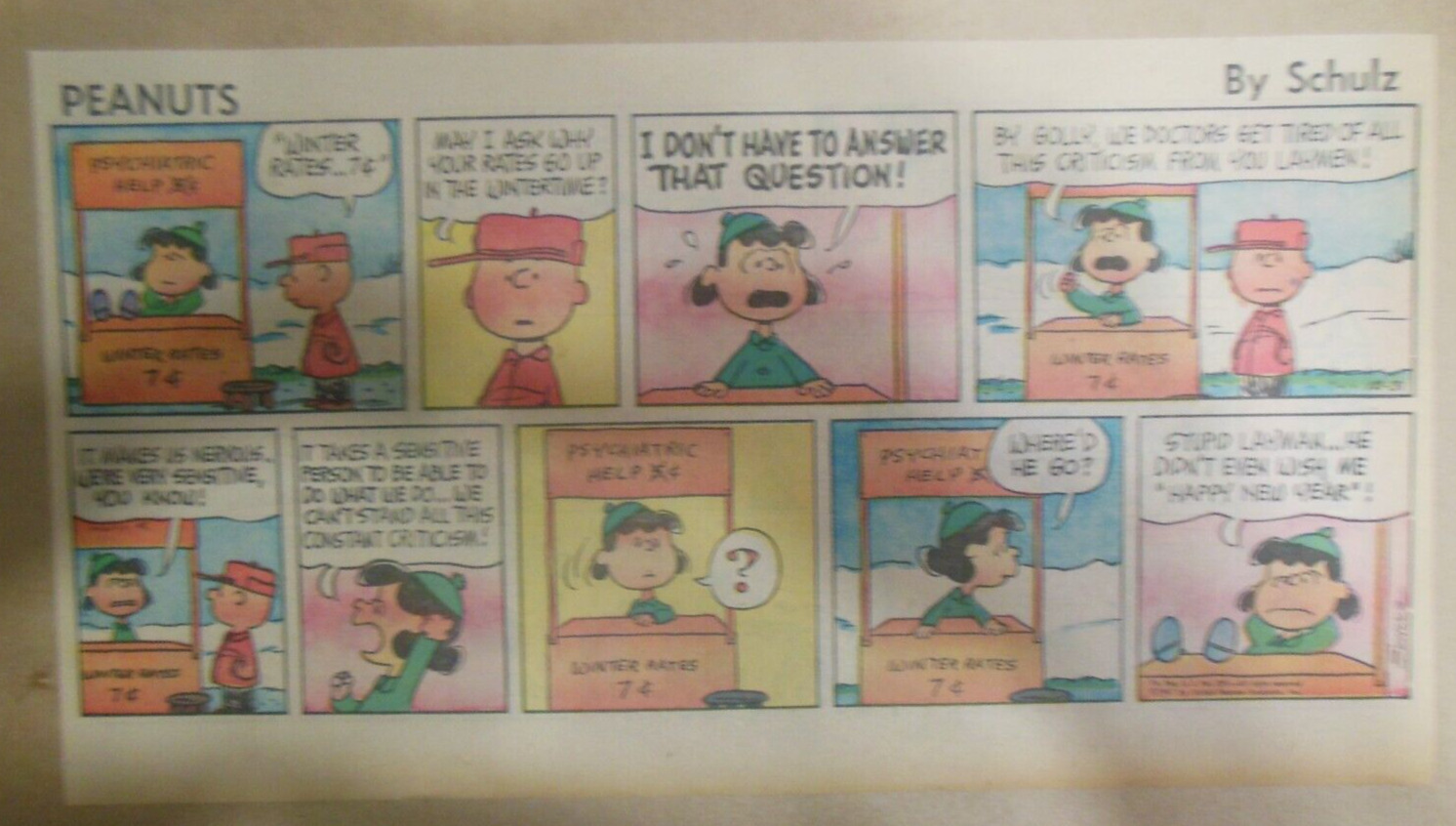 Peanuts Sunday Page by Charles Schulz from 12/24/1967 Size: ~7.5 x 15 ...