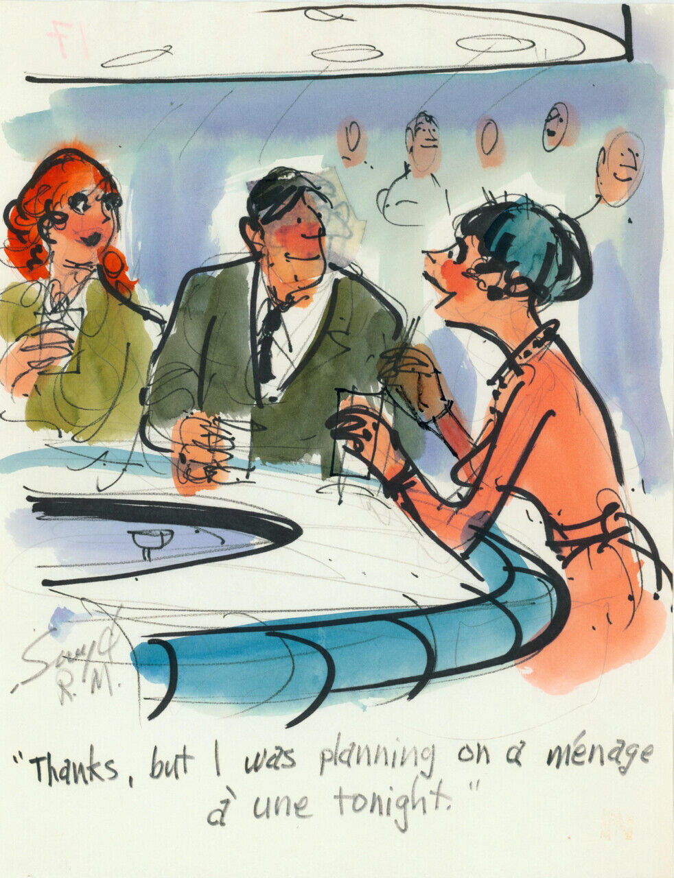 Doug Sneyd Signed Original Art Preliminary Prelim Sketch ~ Playboy Gag ...