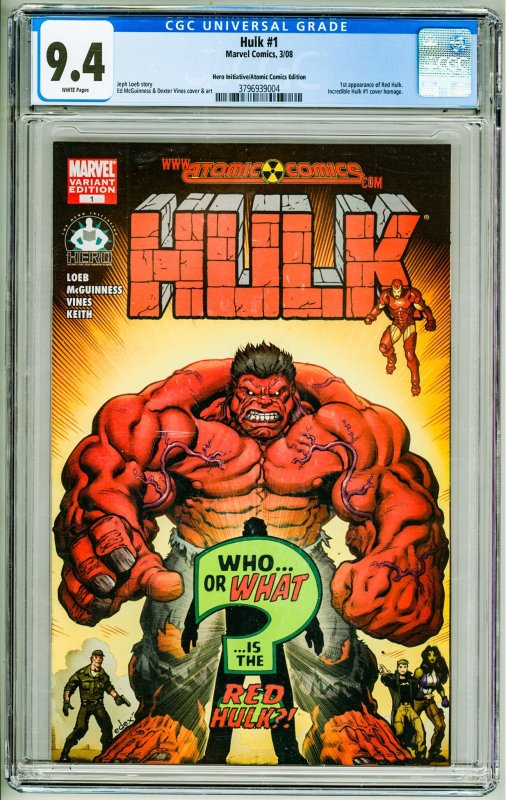 Hulk #1 Hero Initiative Cover (2008) CGC 9.4! 1st Appearance of the Red ...