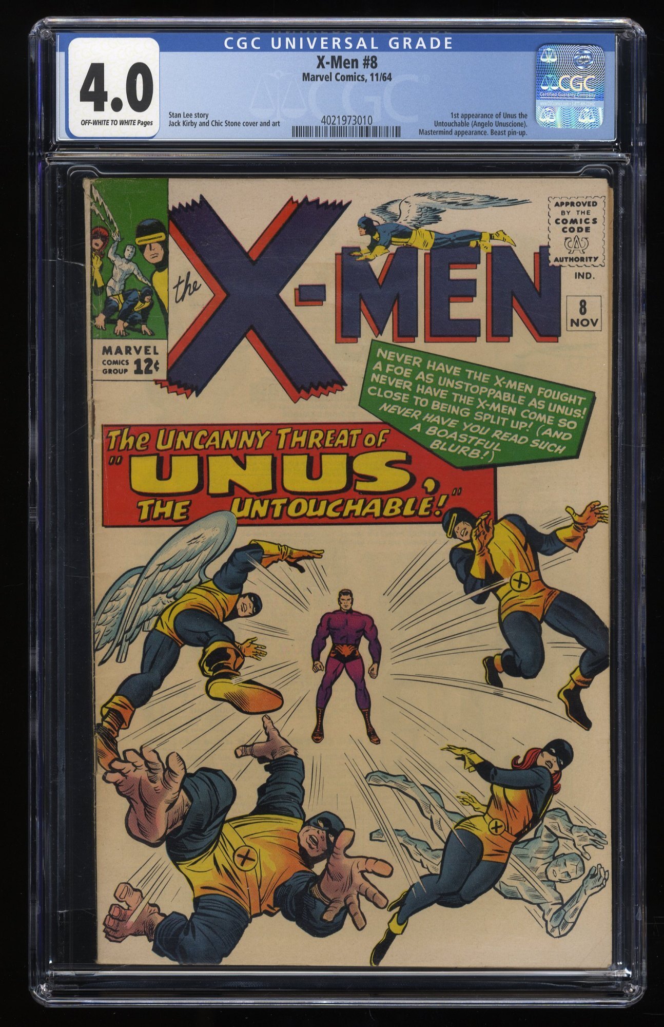X-Men #8 CGC VG 4.0 1st Appearance Unus the Untouchable! Jack Kirby ...