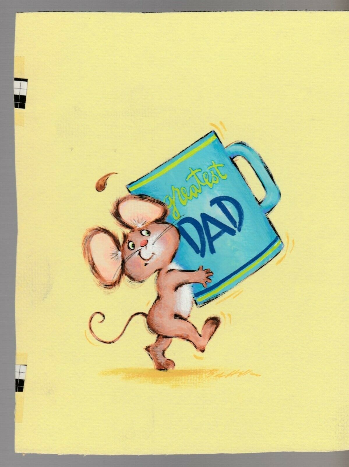 FATHERS DAY Cute Painted Mouse w/ Greatest Dad Mug 6x8" Greeting Card ...