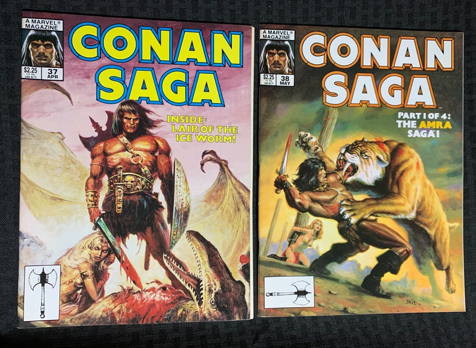 1990 CONAN SAGA Magazine #37 & 38 FVF 7.0 LOT of 2 Earl Norem / Bob ...