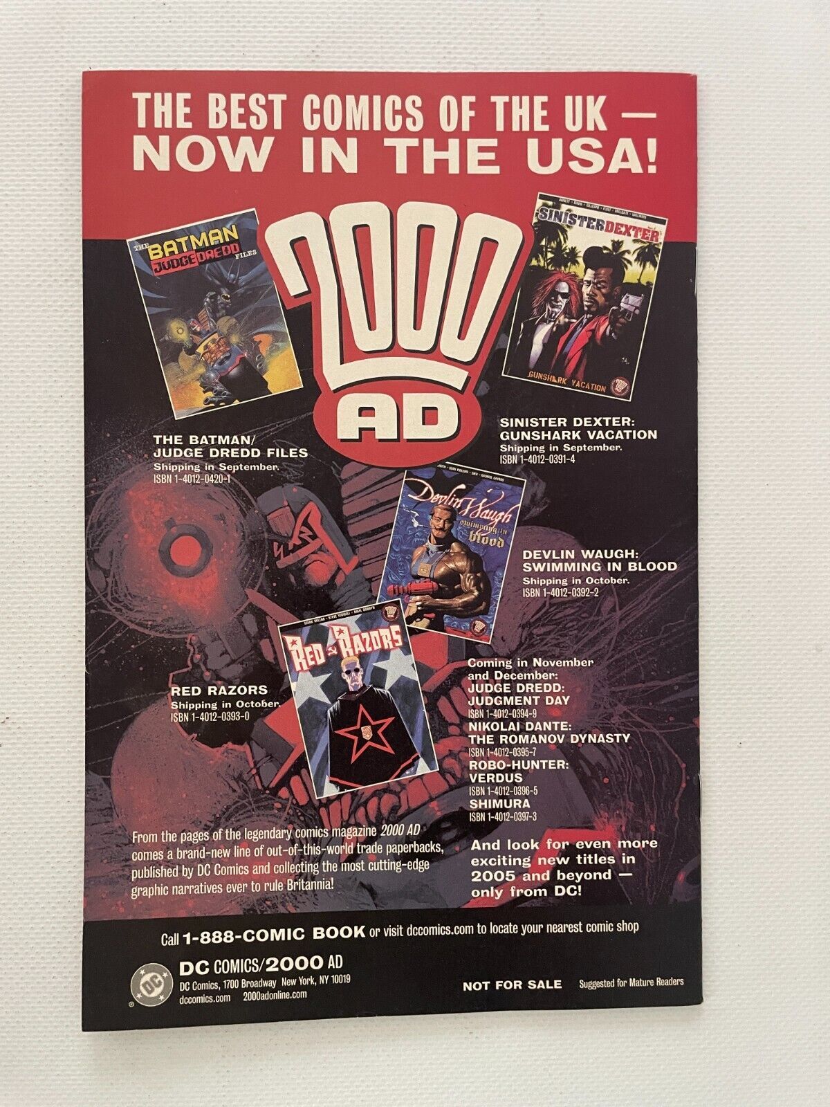 DC Comics 2000 AD Preview Ashcan Mini Comic Book Size Judge Dredd 7 ...
