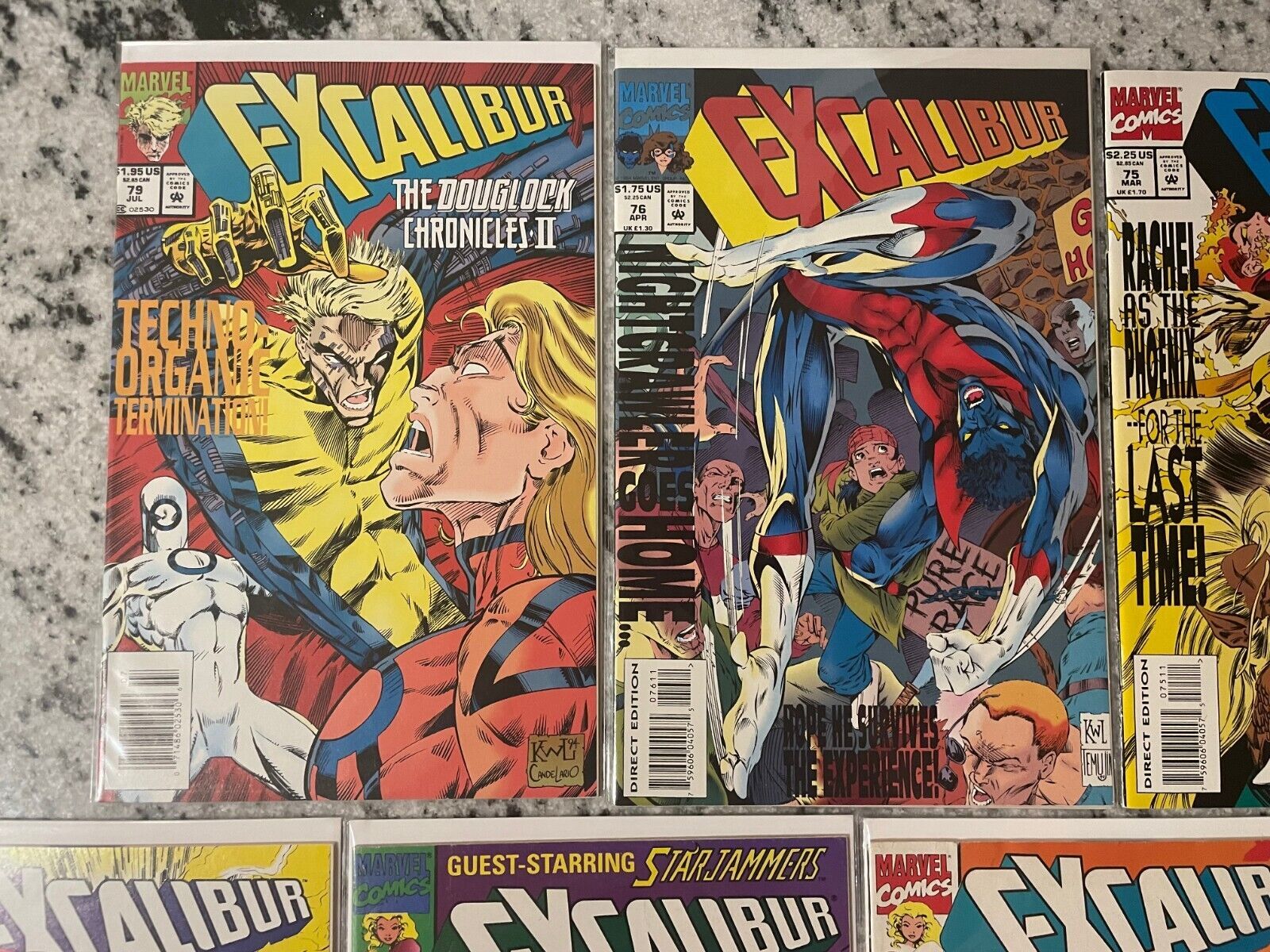 7 Excalibur Marvel Comic Books # 37 60 68 72 75 76 79 X-Men Wolverine ...