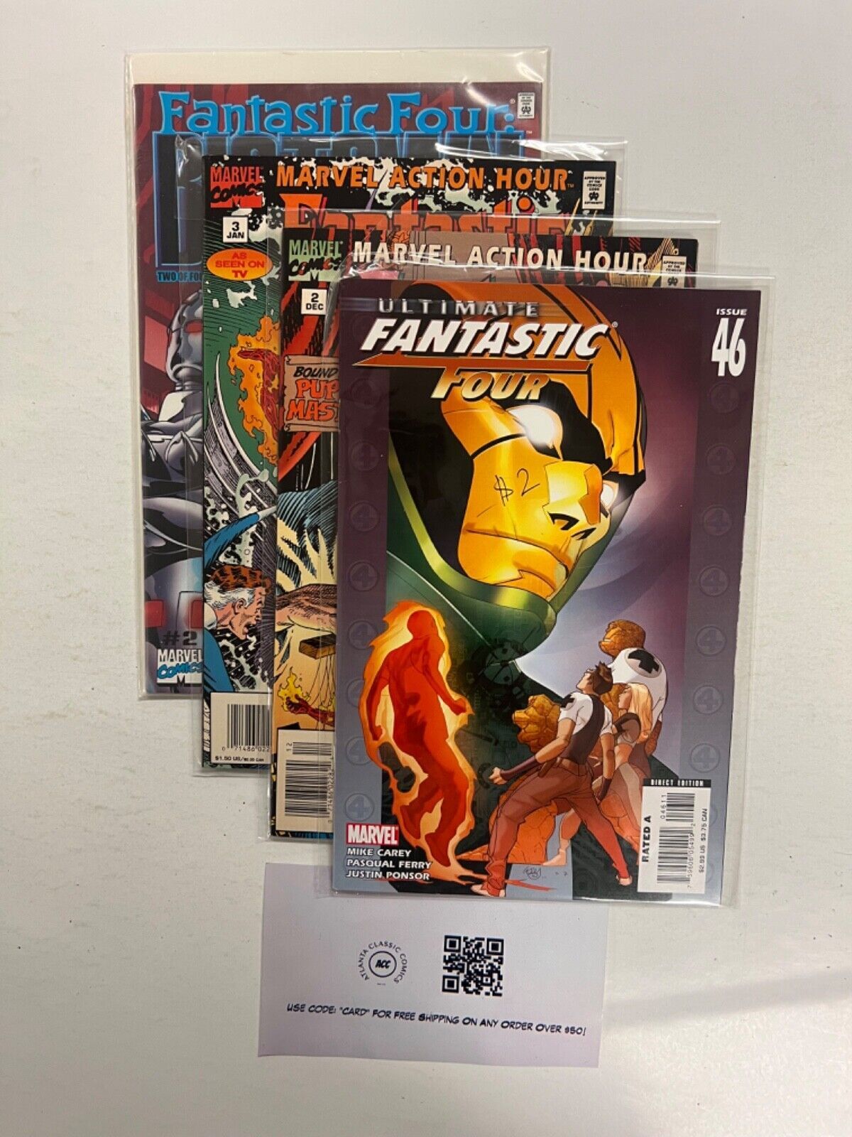 4 Fantastic Four Marvel Comic Books # 1 2 12 46 Defenders Iron Man Hulk ...