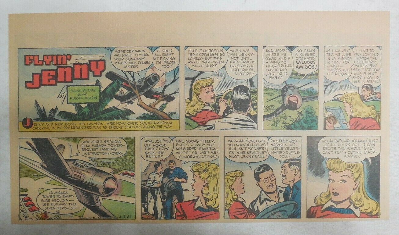 Flying Jenny Sunday Page by Gladys Parker from 4/2/1944 Size: 7.5 x 15 ...