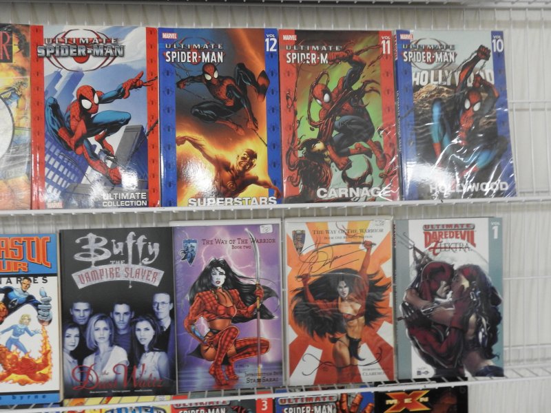 Huge Lot of 40 Trade Paperbacks W/ Spiderman, Invincible, X-Men+ Avg VF ...