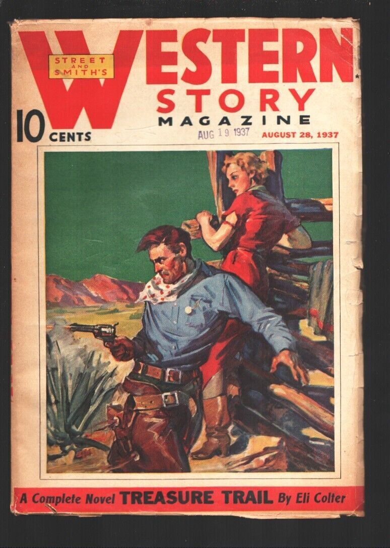 Western Story 8/28/1937-Gunfight cover art-Nick Eggenhofer interior art ...