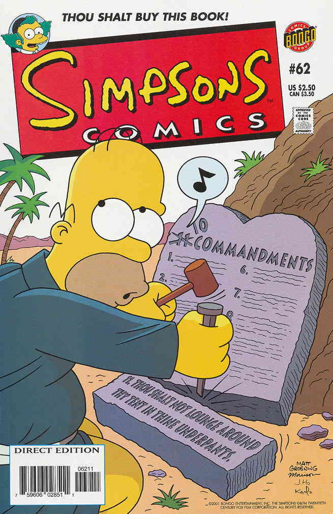 Simpsons Comics #62 VF/NM ; Bongo | Ten Commandments Cover | Comic ...
