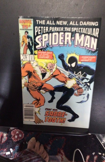 The Spectacular Spider-Man #116 (1986) saber tooth! Foreigner new movie ...