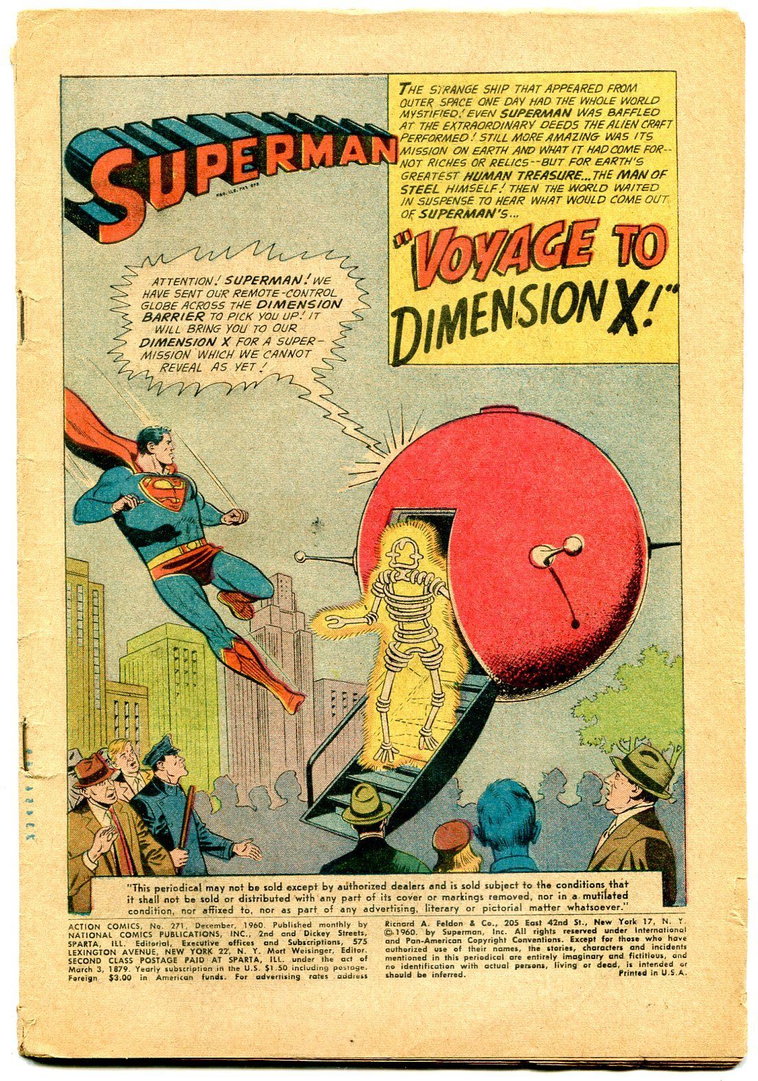 Action Comics #271 1960- Superman- Supergirl- -Coverless reading copy ...