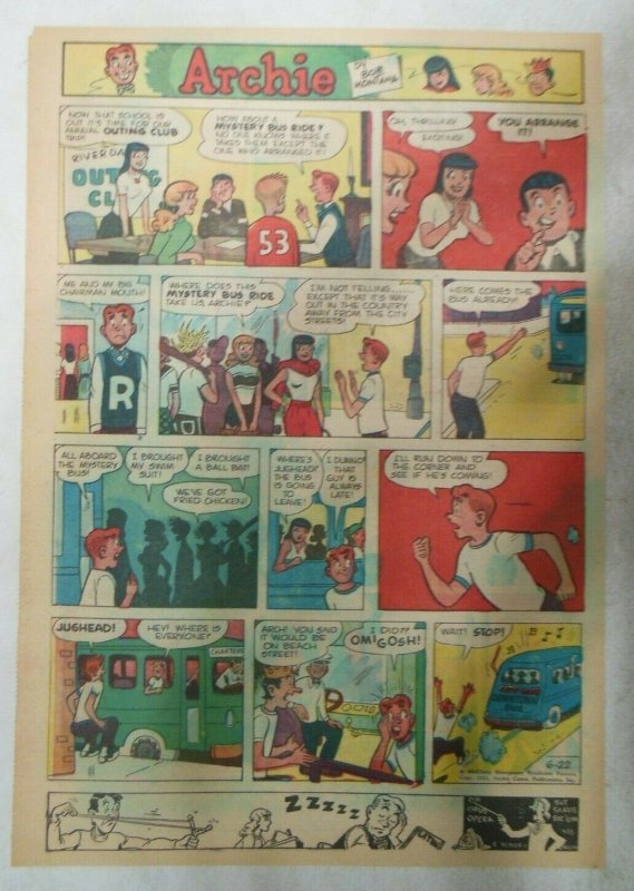 Archie Sunday by Bob Montana from 6/22/1952 Very Early! Tabloid Size ...