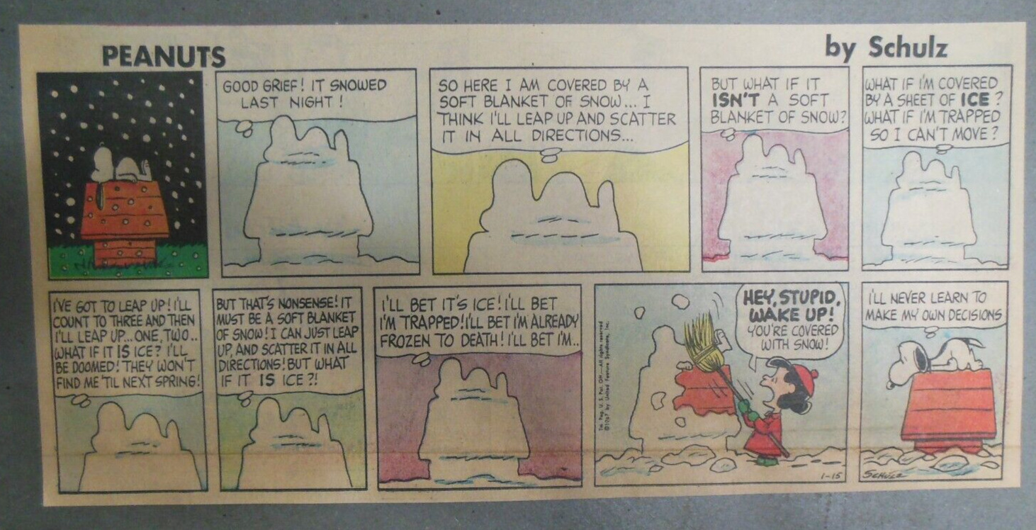 Peanuts Sunday Page by Charles Schulz from 1/15/1967 Size: ~7.5 x 15 ...