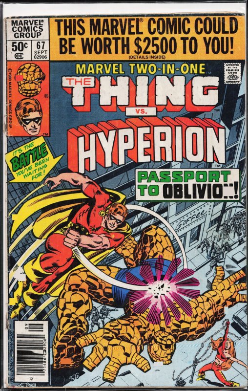 Marvel Two-in-One #67 Newsstand Edition (1980) Hyperion | Comic Books - Bronze Age, Marvel ...