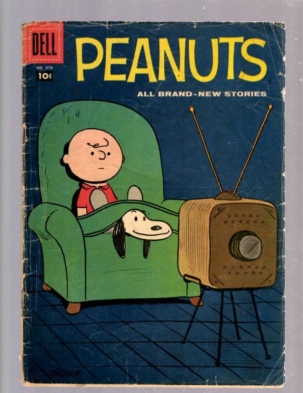 Four Color #878 VG Dell Comic Book 1958 Peanuts Charlie Brown Snoopy ...