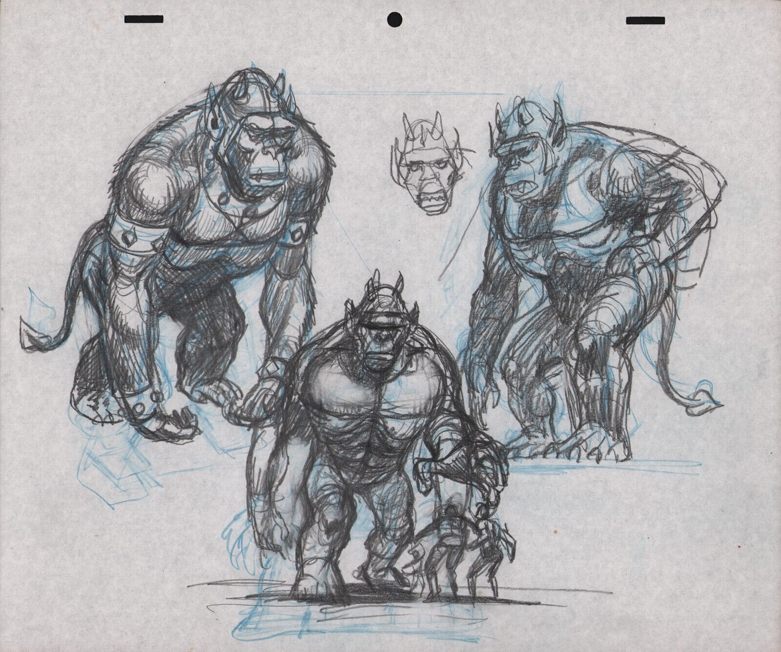 Aroo From He-Man Pencil Animation Art - Three Figures/Scale Study ...