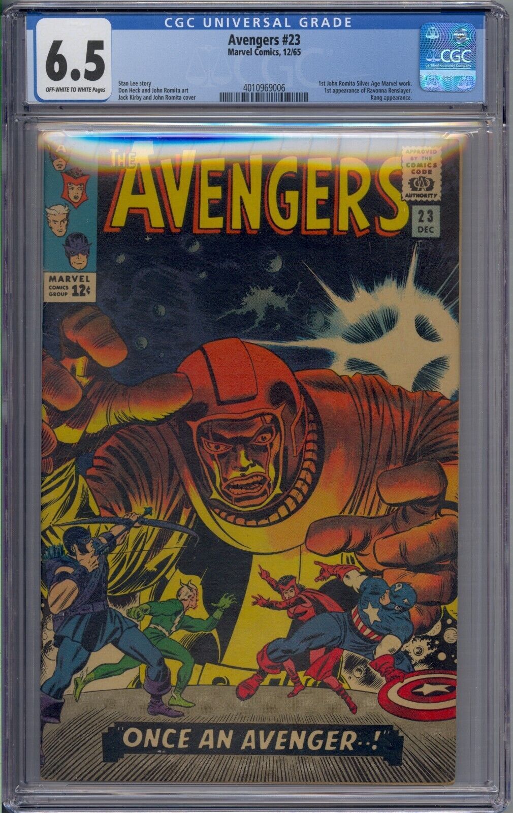 Avengers #23 CGC 6.5 1st Ravonna Renslayer Kang Jack Kirby John Romita ...