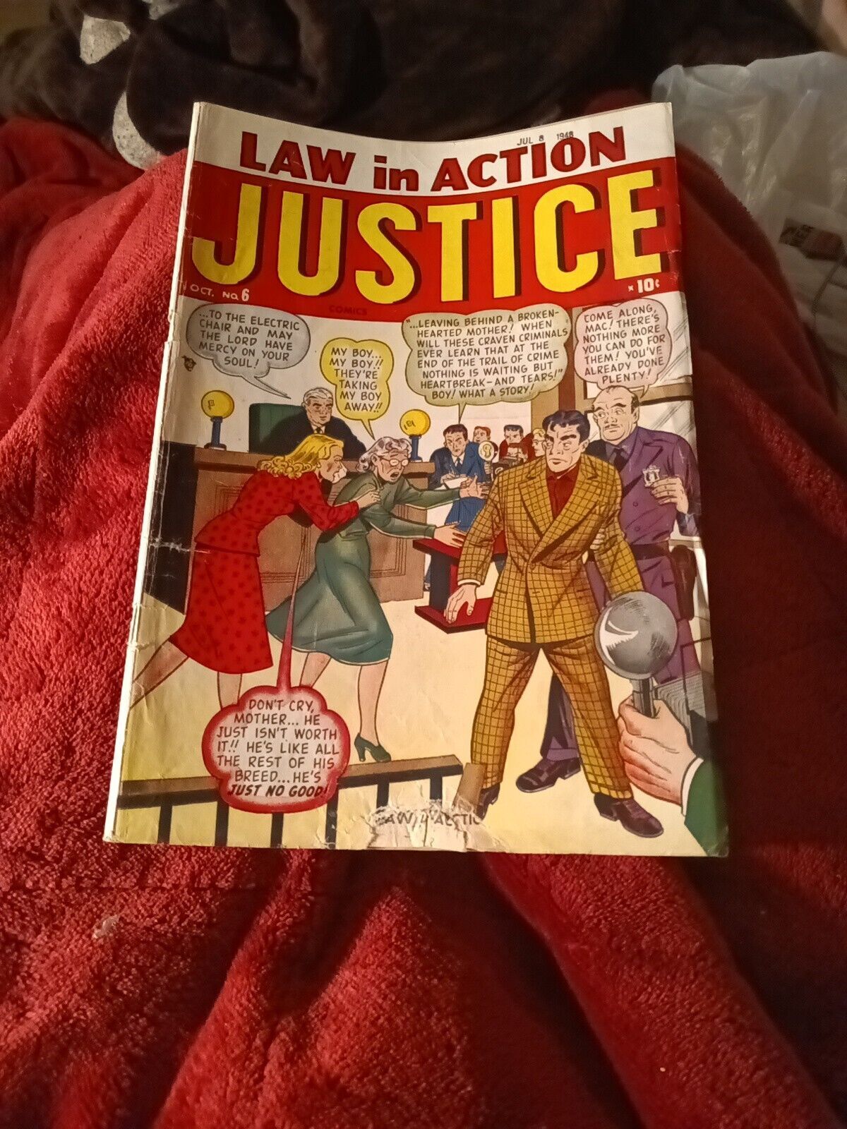 JUSTICE COMICS #6 TIMELY atlas Marvel comics PRE-CODE CRIME 1948 golden ...