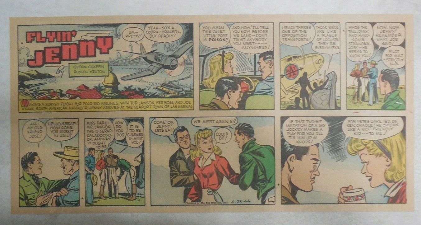 Flying Jenny Sunday Page by Gladys Parker from 4/23/1944 Size: 7.5 x 15 ...