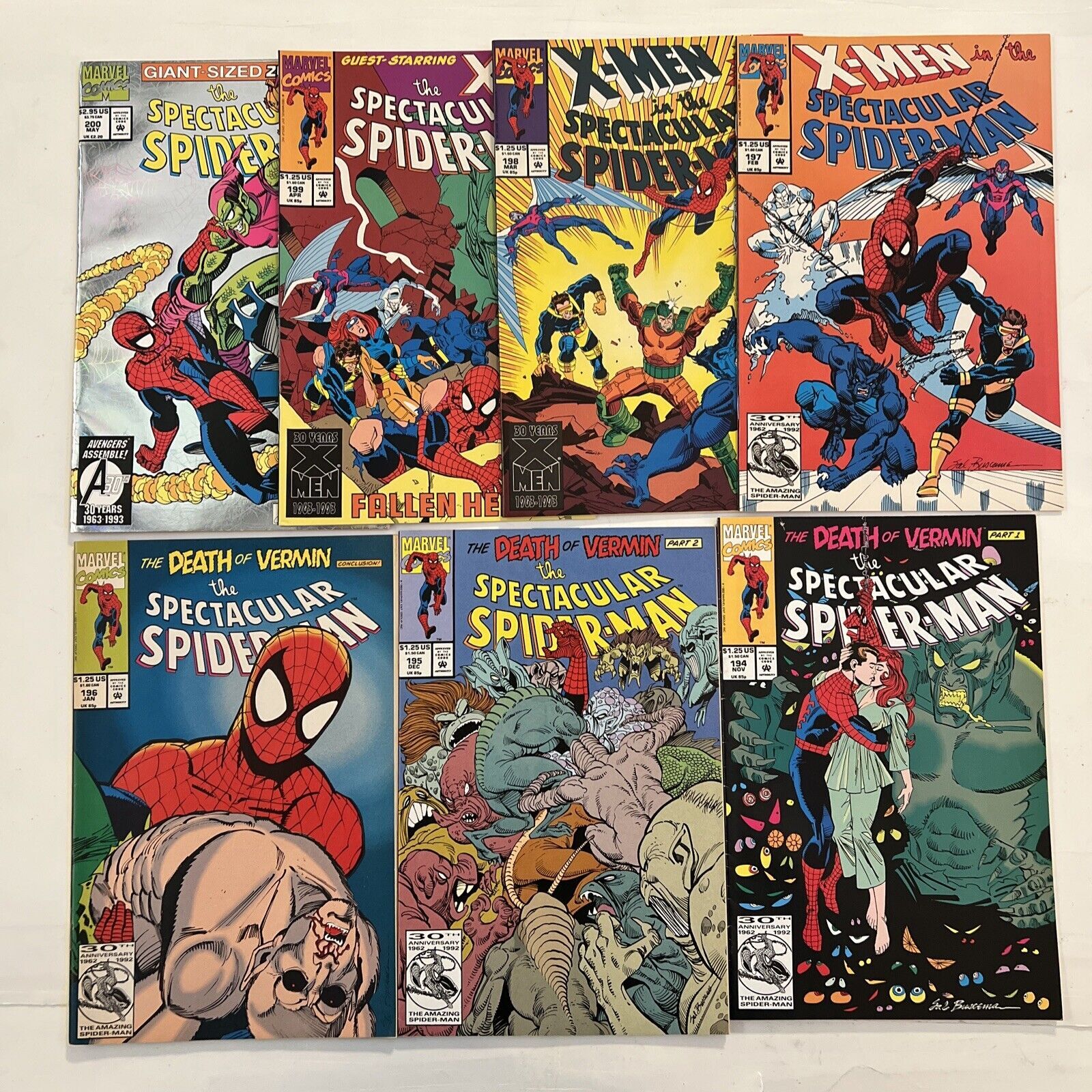7 THE SPECTACULAR SPIDER-MAN #194-199 Death of Vermin + #200 Giant ...