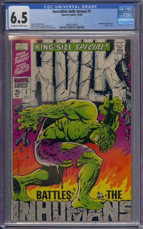 Incredible Hulk Annual #1 CGC 6.5 Classic Cover Inhumans JIM Steranko ...