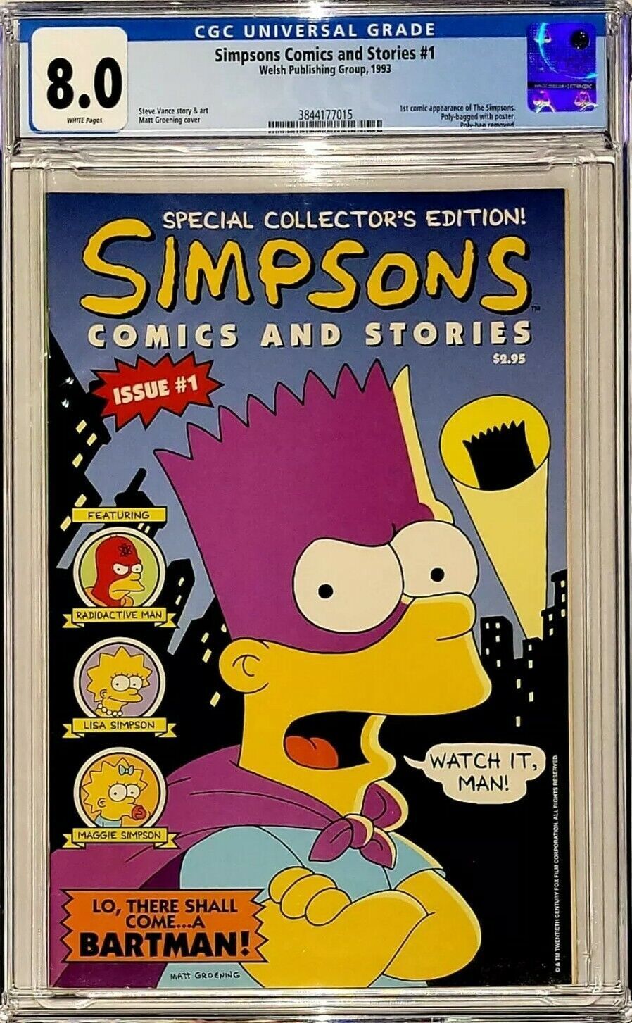 Simpsons Comics & Stories #1 CGC 8.0 (Welsh 1993) 1st appearance of the ...