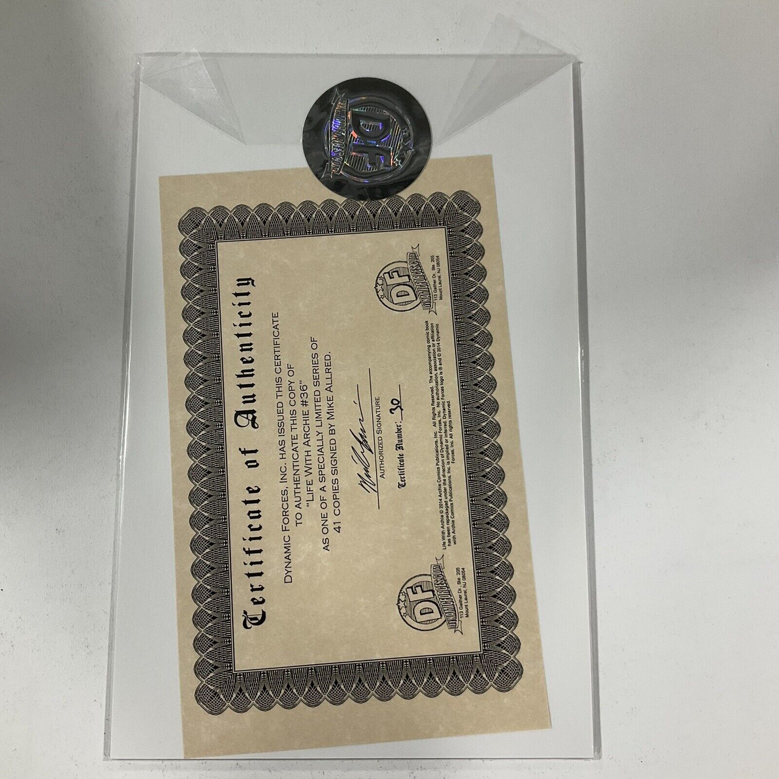 Life with Archie 36 Signed by Mike Allred Variant Dynamic Forces COA NM ...