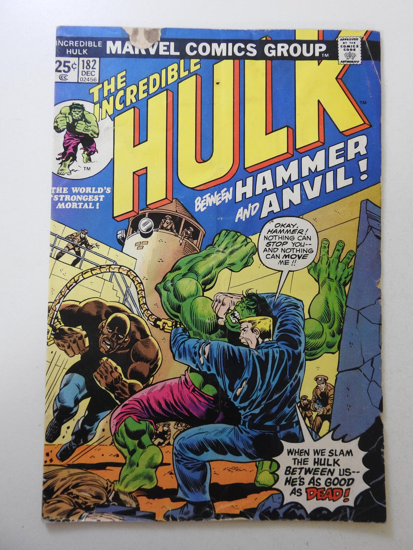The Incredible Hulk #182 (1974) GD- Condition MVS intact moisture ...