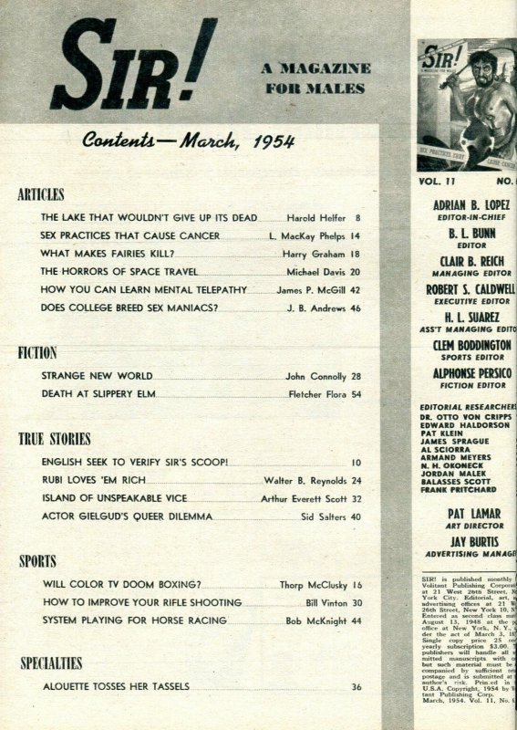 Sir! Magazine March 1954-COBRA ATTACK CVR-BLOODY BOXING PHOTOS FN ...