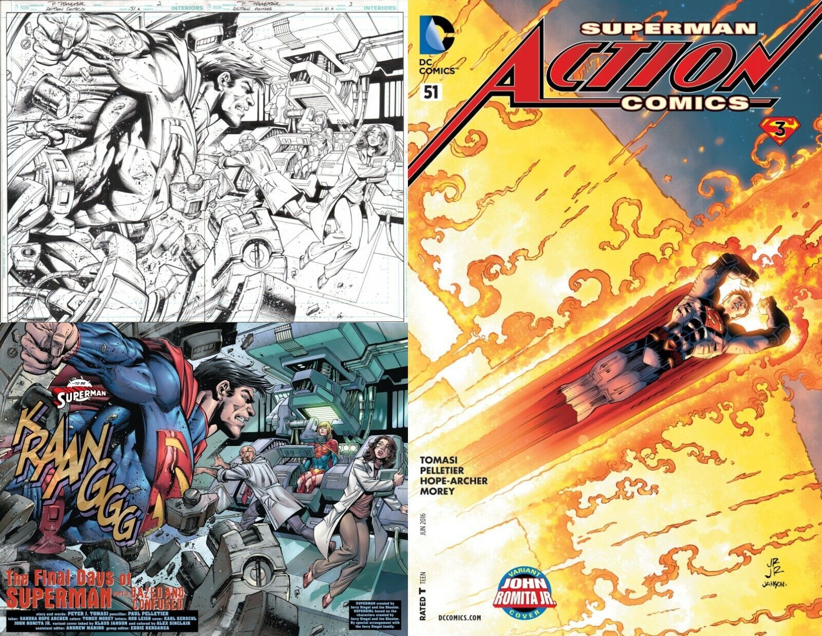 Action Comics #51 Original Art Double Page Splash Superman SIGNED Paul ...