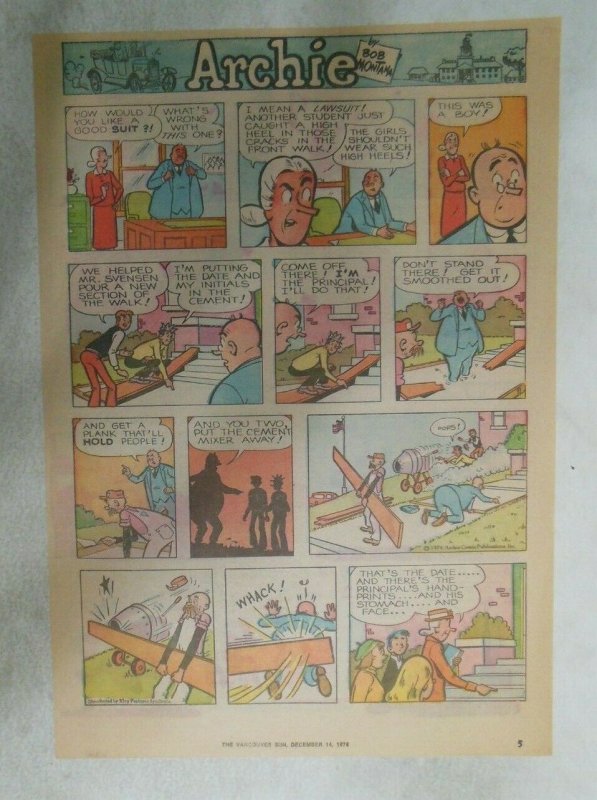 (34) Archie Sunday Pages by Bob Montana from 1974 Halves & Thirds Color ...