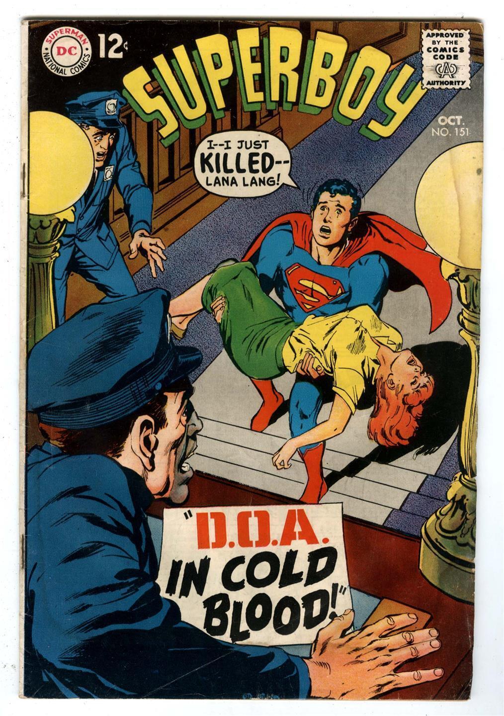 Superboy #151 Oct 1968 DC Kryptonite Kid CLASSIC Neal Adams Police Dept ...