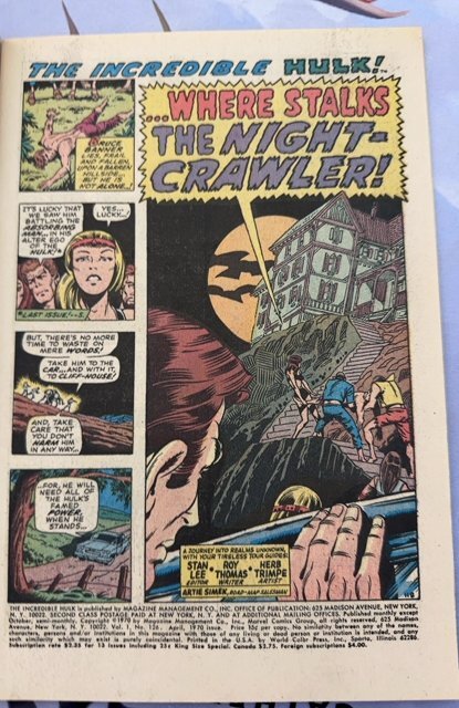 The Incredible Hulk #126 VF (1970) Where Stalks the Night-Crawler ...