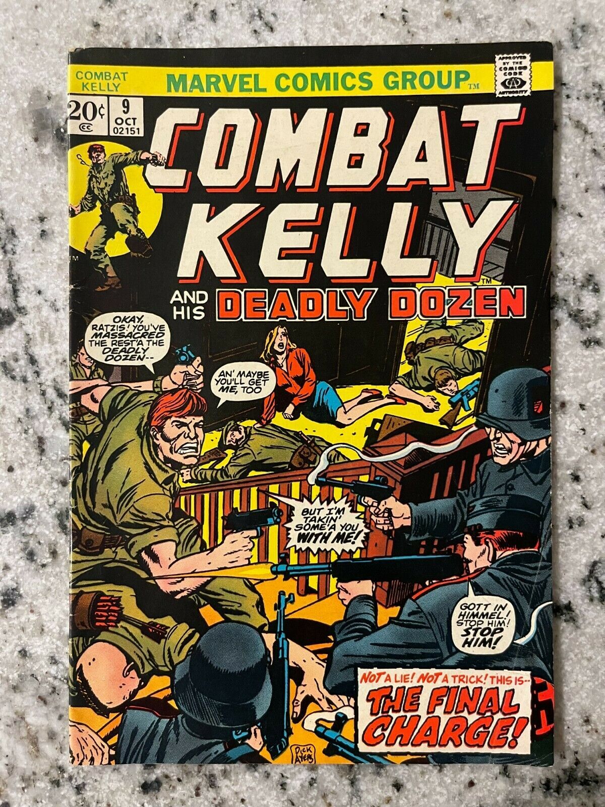 Combat Kelly # 9 VF Marvel Comic Book War Series Deadly Dozen Nazi's ...
