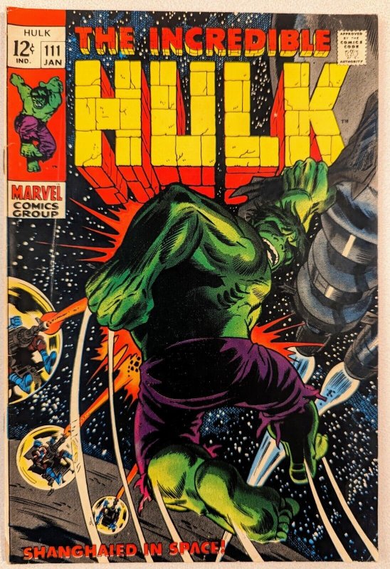 Incredible Hulk #111 (1969) VG+ 4.5 1st Appearance of Galaxy Master ...