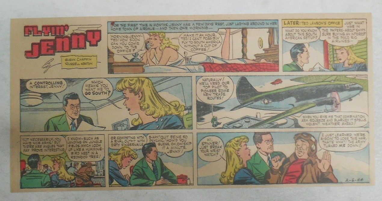 Flying Jenny Sunday Page by Gladys Parker from 2/6/1944 Size: 7.5 x 15 ...