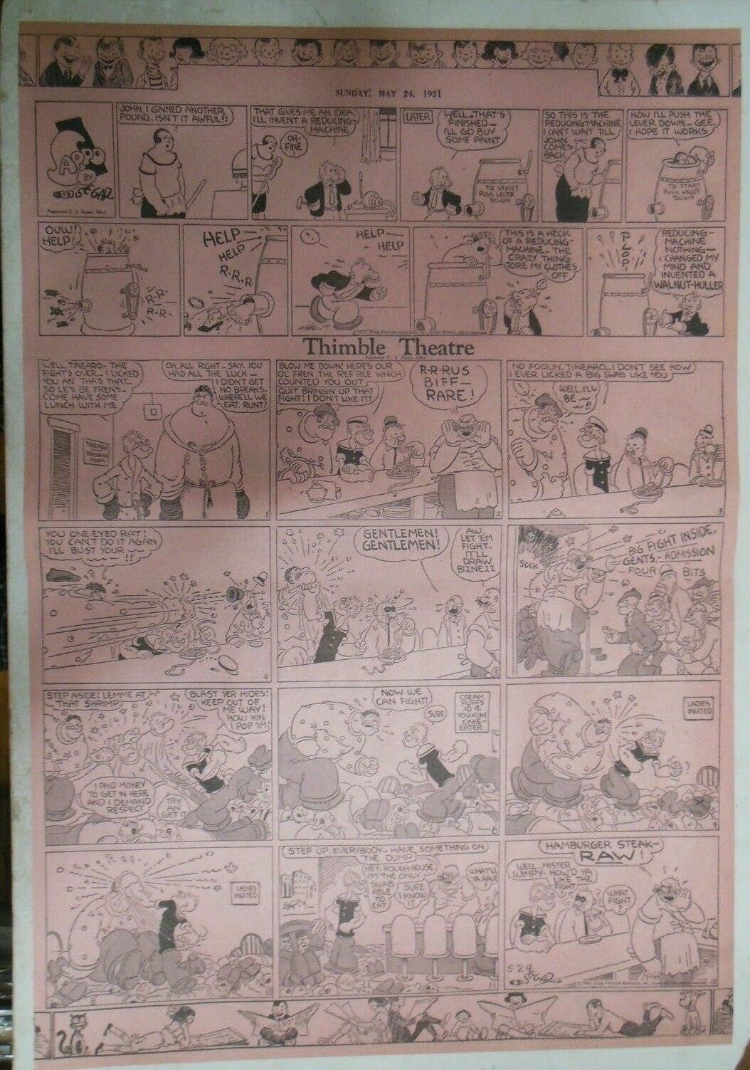 Popeye Thimble Theatre Sunday Page by EC Segar from 5/24/1931 Full Page ...