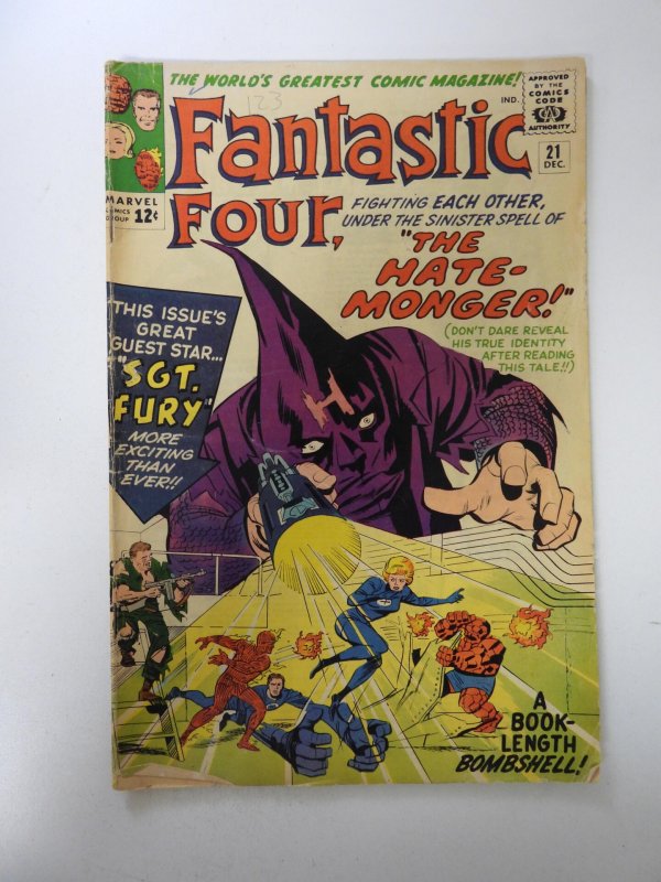 Fantastic Four #21 1st appearance of The Hate-Monger VG- condition see ...