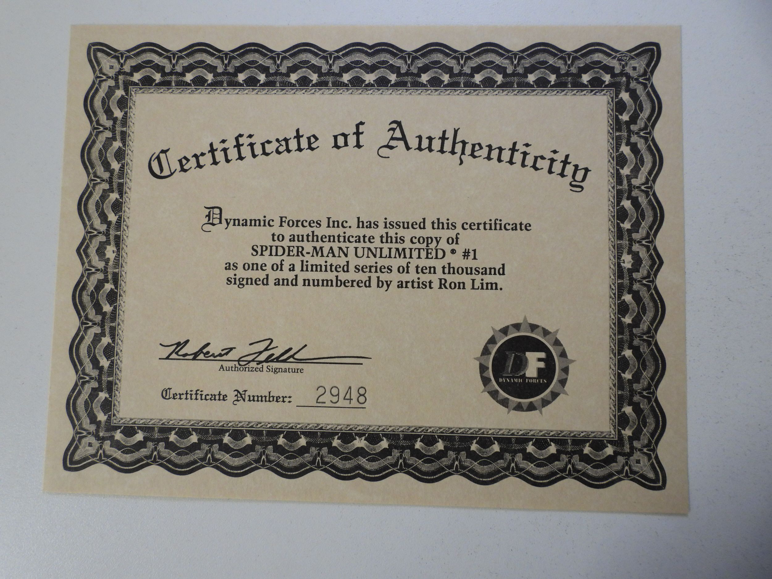 Spider-Man Unlimited #1 Signed by Ron Lim W/ COA VF+ Condition | Comic ...